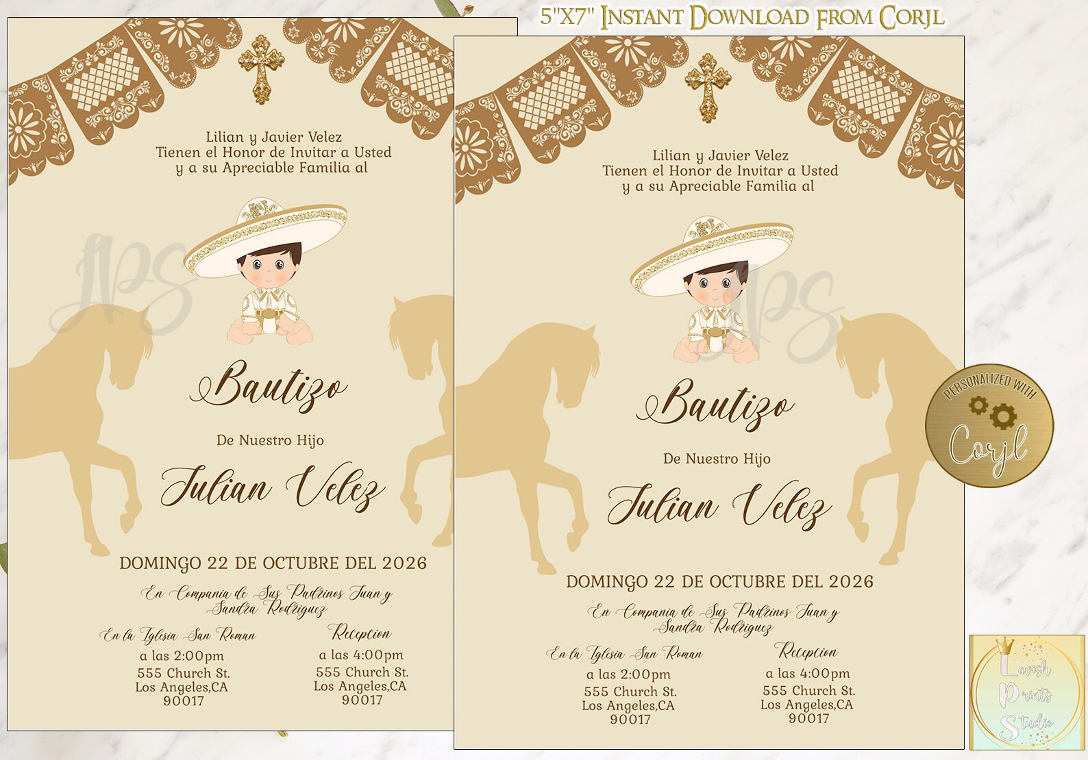 Charro Invitation,mexican Theme Invites,spanish Baptism, Charro Theme ...