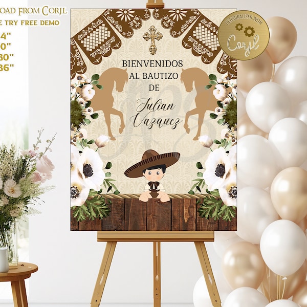 Charrito Bautizo Welcome Sign - Etsy