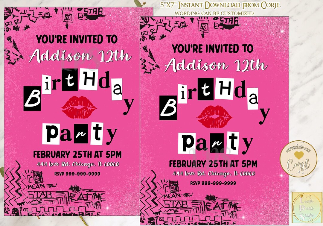 Mean Girls Inspired Digital Invitation, Girl's Night Invitation,girl ...