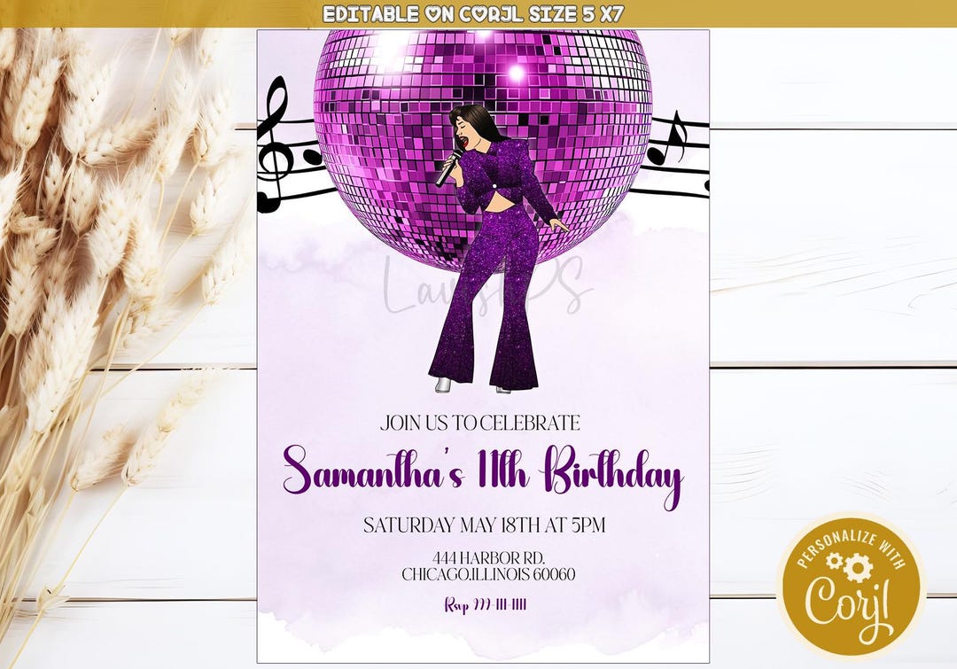 Selena Quintanilla Invitations, Selena Birthday Party Invites, EDITABLE ...