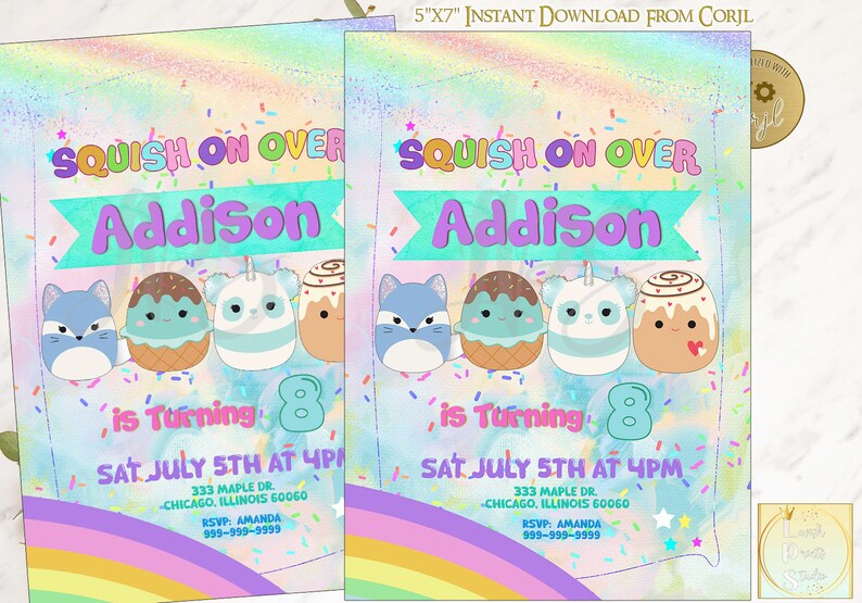 Squishmallow Birthday Invitation, Sale,squishy Invitation,customizable ...