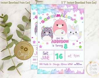 Squishmallow Birthday Invitation, Squishy Invitation, Customizable ...