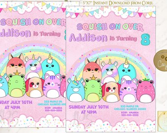 Squishmallow Birthday Invitation, Squishy Invitation,customizable ...