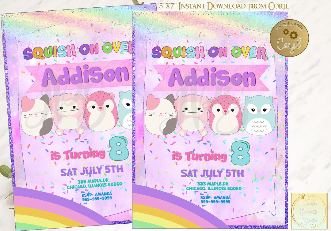 Squishmallow Birthday Invitation, Squishmallow Invitation,customizable ...