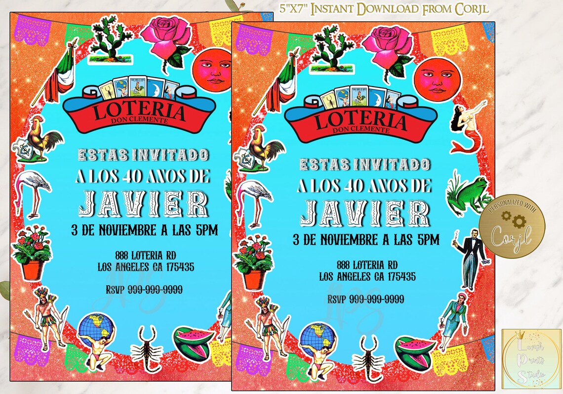 Loteria Birthday Invitation, EDITABLE, Loteria Theme Party ...