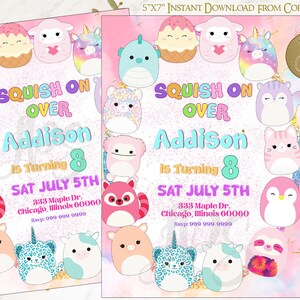 Squishmallow Birthday Invitation, Squishy Invitation,customizable ...