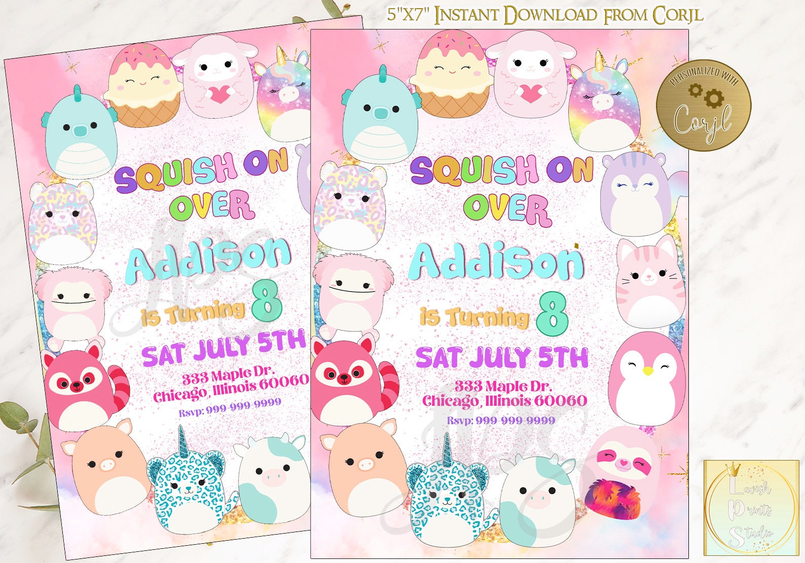 Squishmallow Birthday Invitation, Squishy Invitation,customizable ...
