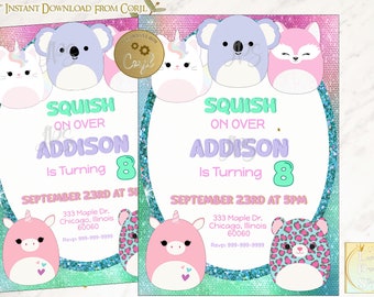 Squishmallow Birthday Invitation, Squishy Invitation,customizable ...