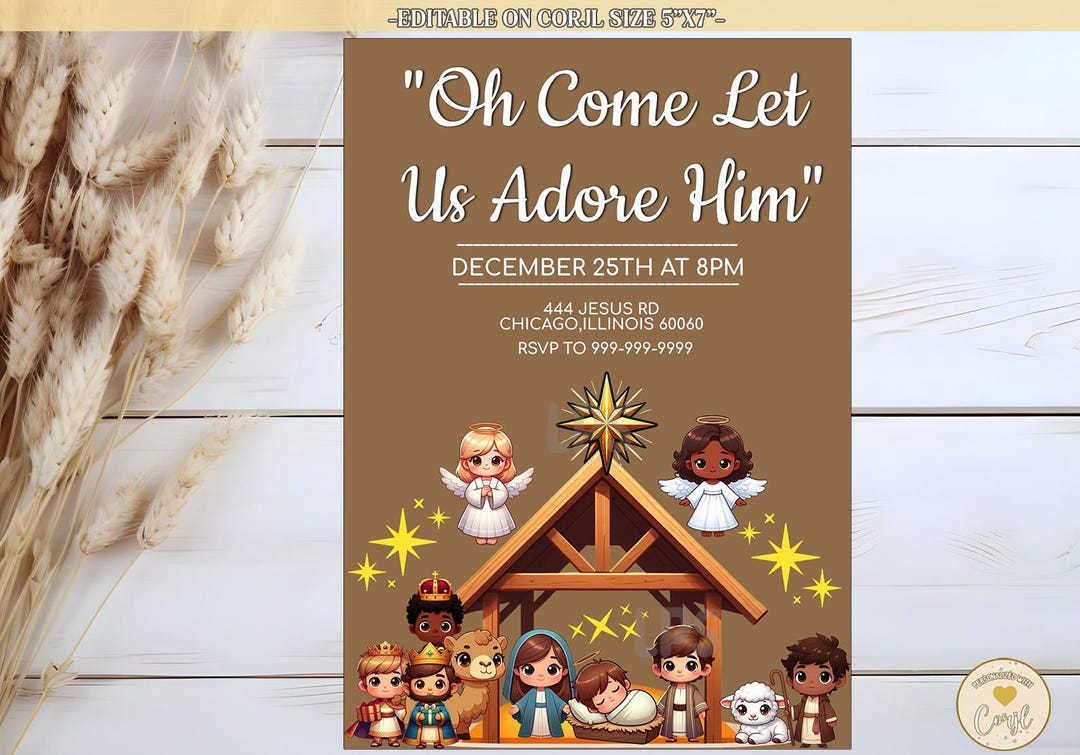 Nativity Party Invitation ,editable Birth of Jesus Christmas Party ...