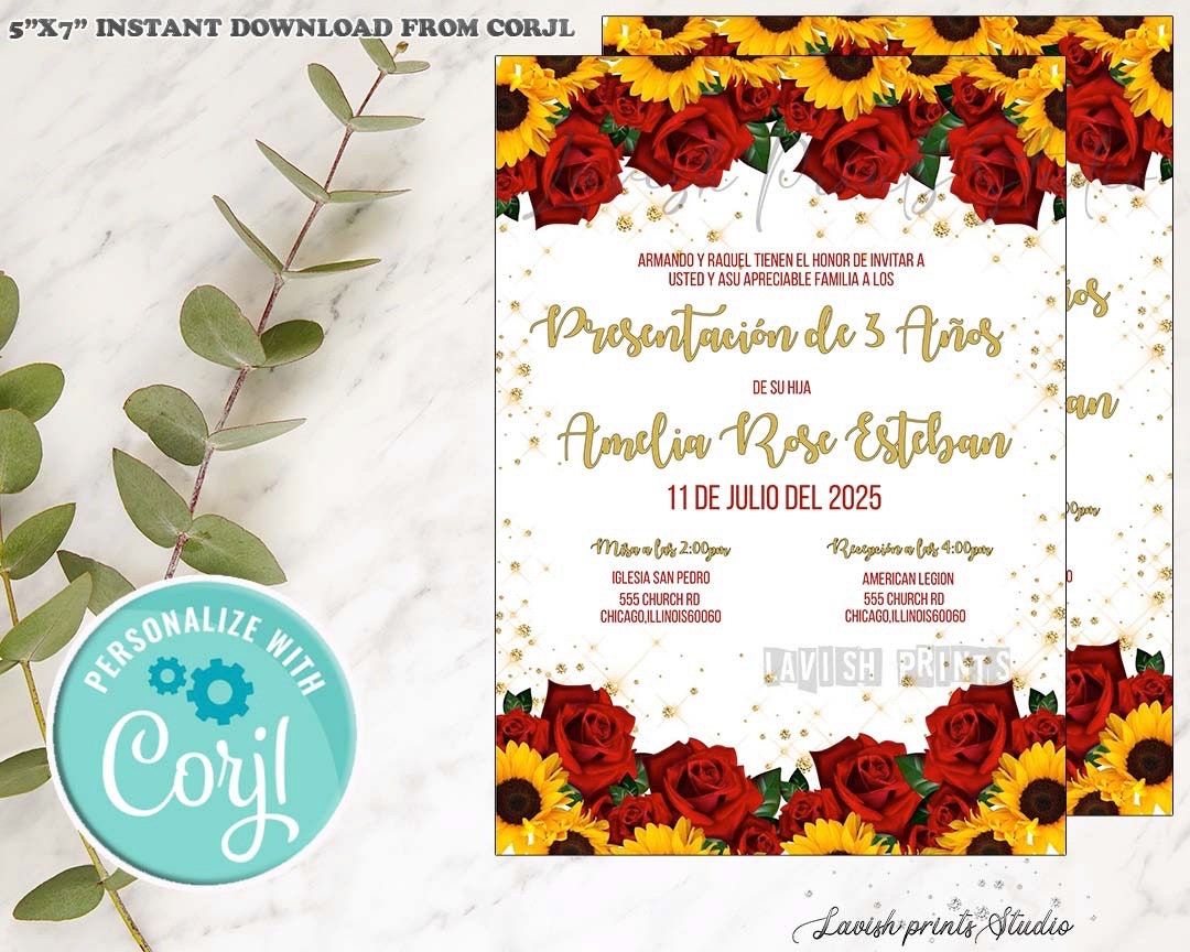 Presentación Tres Años Invitations,tres Anos Invites, Invitaciones De ...