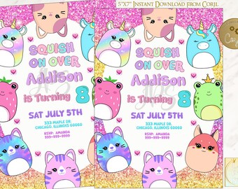 Squishmallow Birthday Invitation, Squishy Invitation,customizable ...