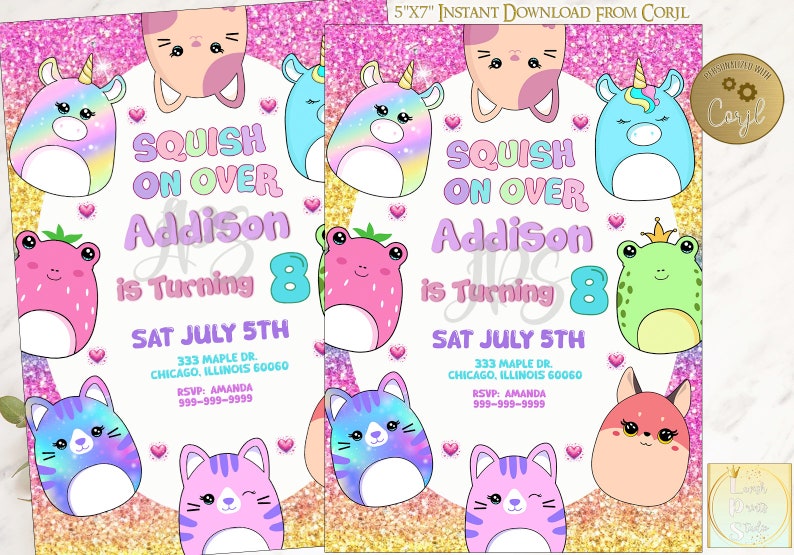 Squishmallow Birthday Invitation, Squishy Invitation,customizable ...
