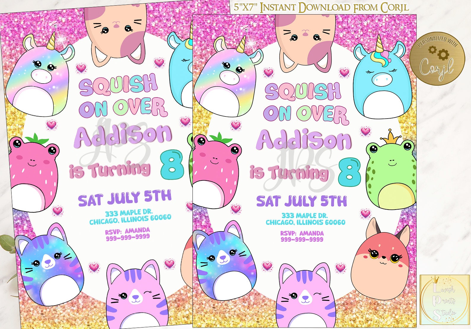 Squishmallow Birthday Invitation, Squishy Invitation,customizable ...