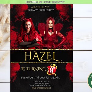 Descendants Birthday Invitation, Descendants 4 Invitations, Descendants ...