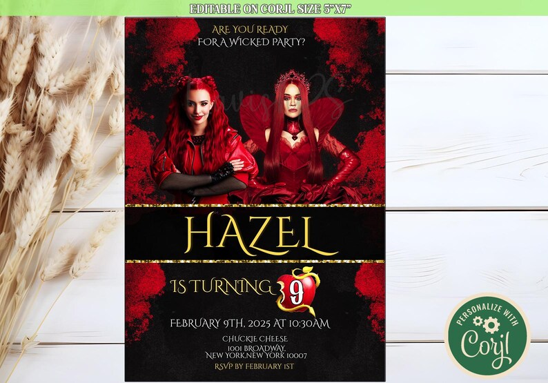 Descendants Birthday Invitation, Descendants 4 Invitations, Descendants ...