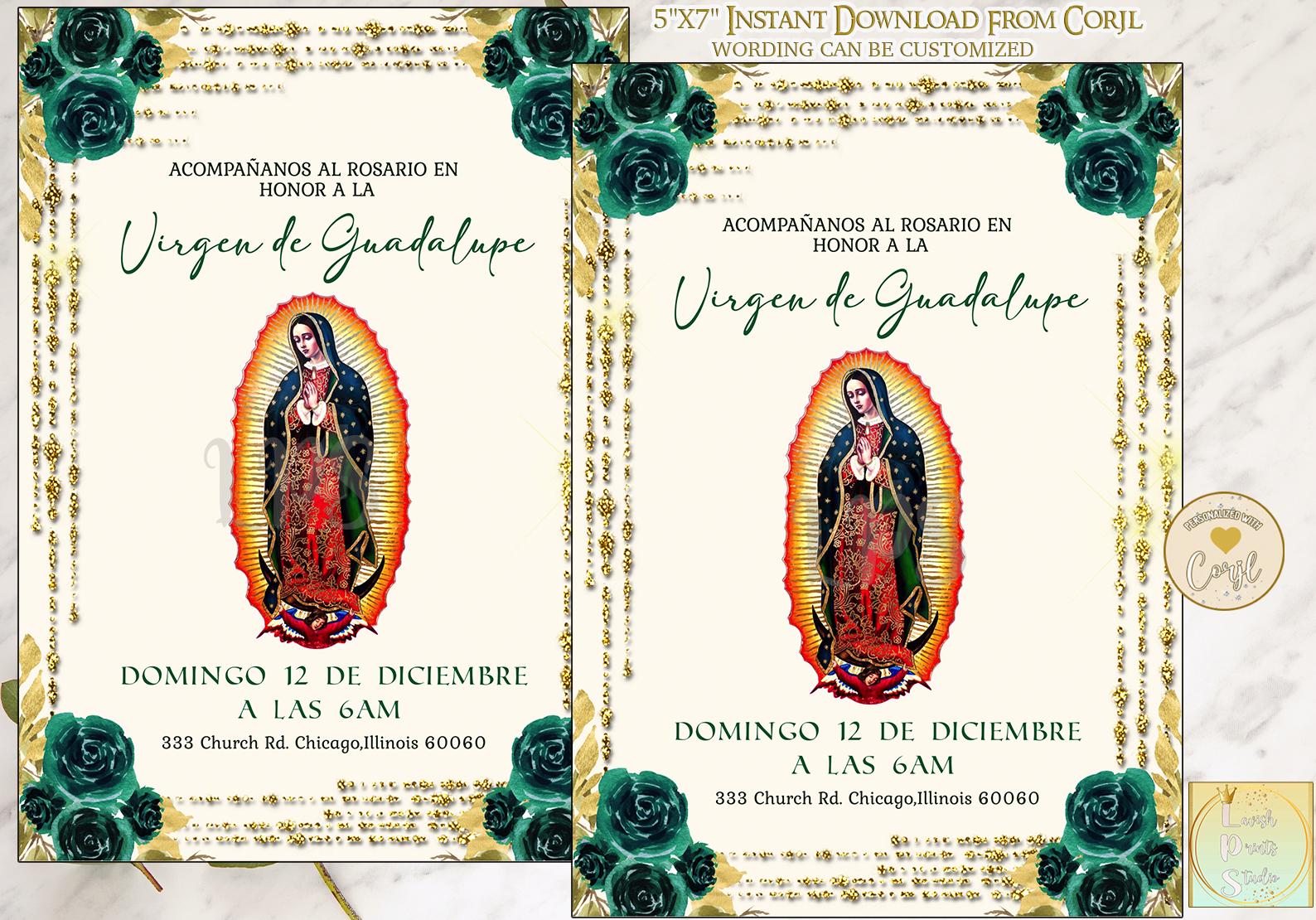 Virgen De Guadalupe Invitation, Editable Virgen María Invitation ...
