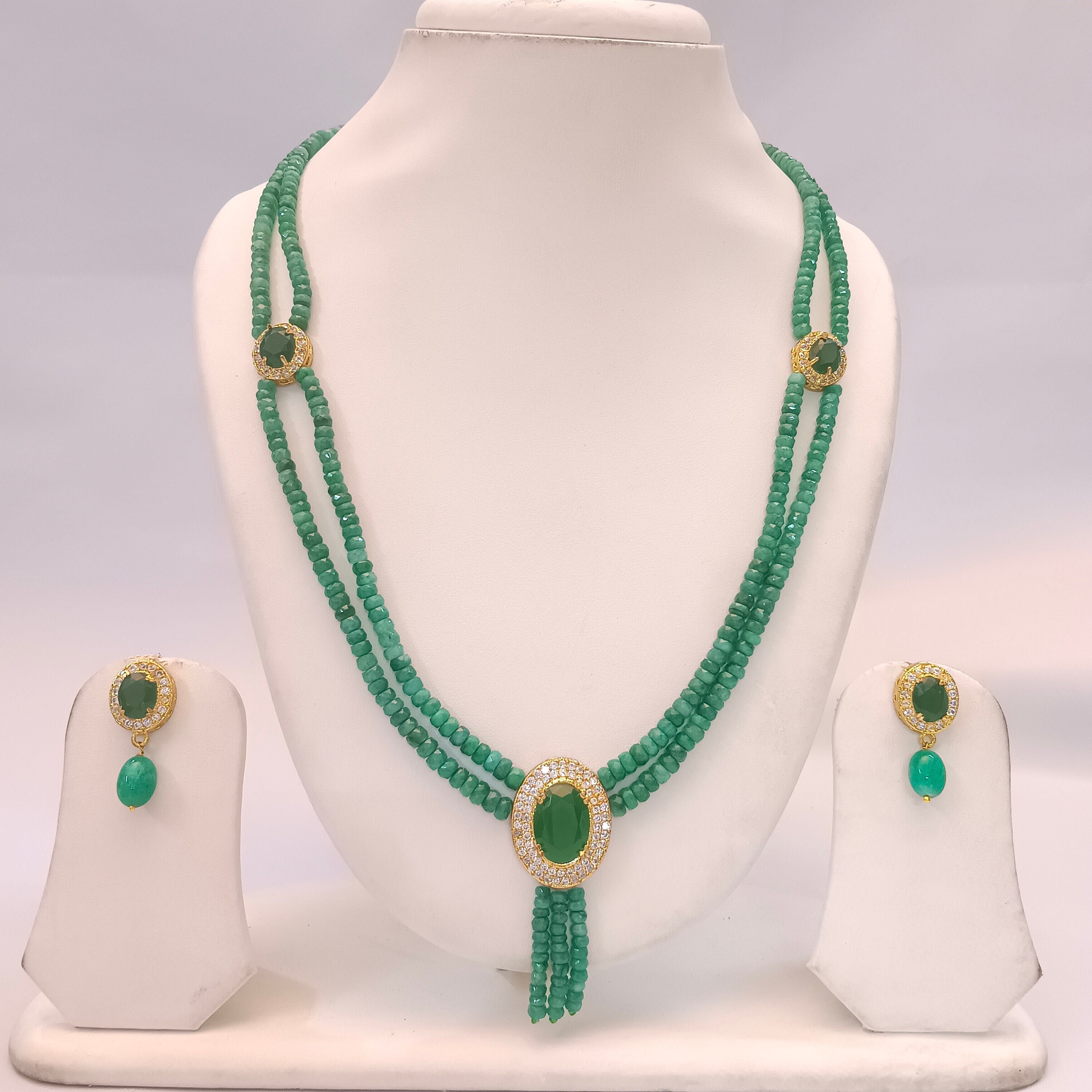 Locket Set With Green Onyx Stones & Real Beryl Beads - Etsy