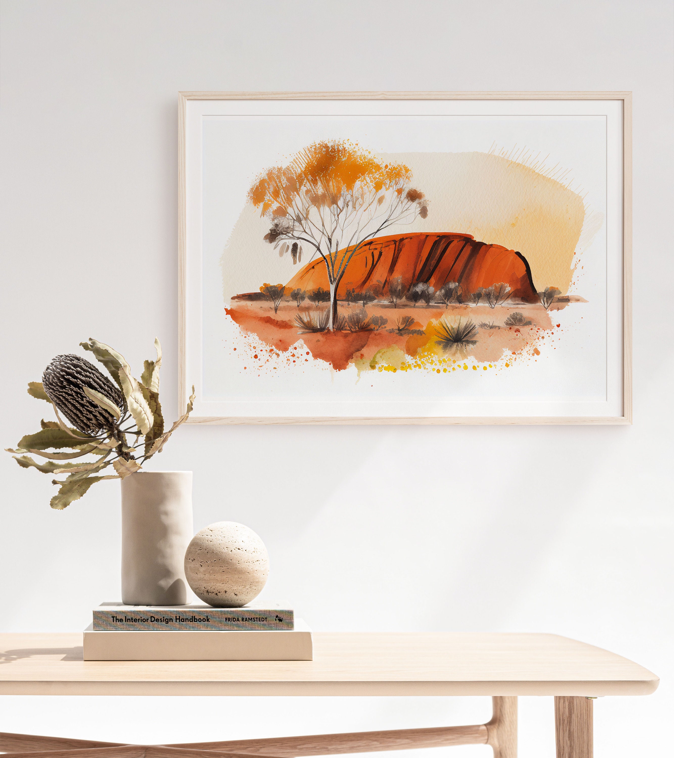 Landscape Print Uluru | Digital Download | Watercolour Sketch Print