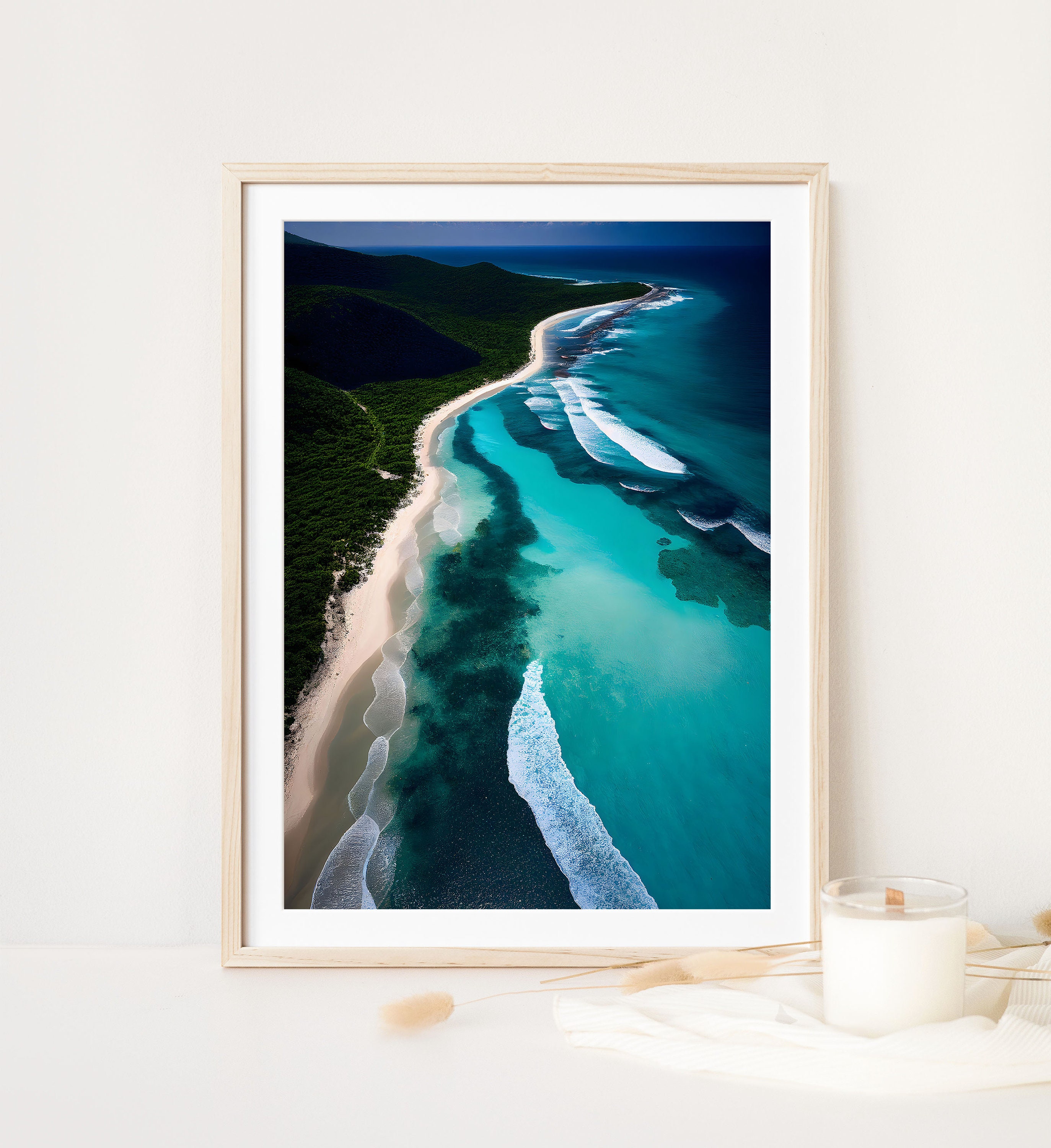 Flamenco Beach Puerto Rico, Beach Digital Print Download, Aerial Ocean ...