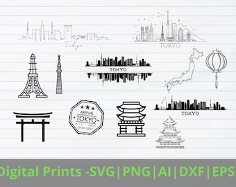 Tokyo Skyline SVG Designs, Tokyo Logo, Tokyo Skyline Vector, Skyline ...