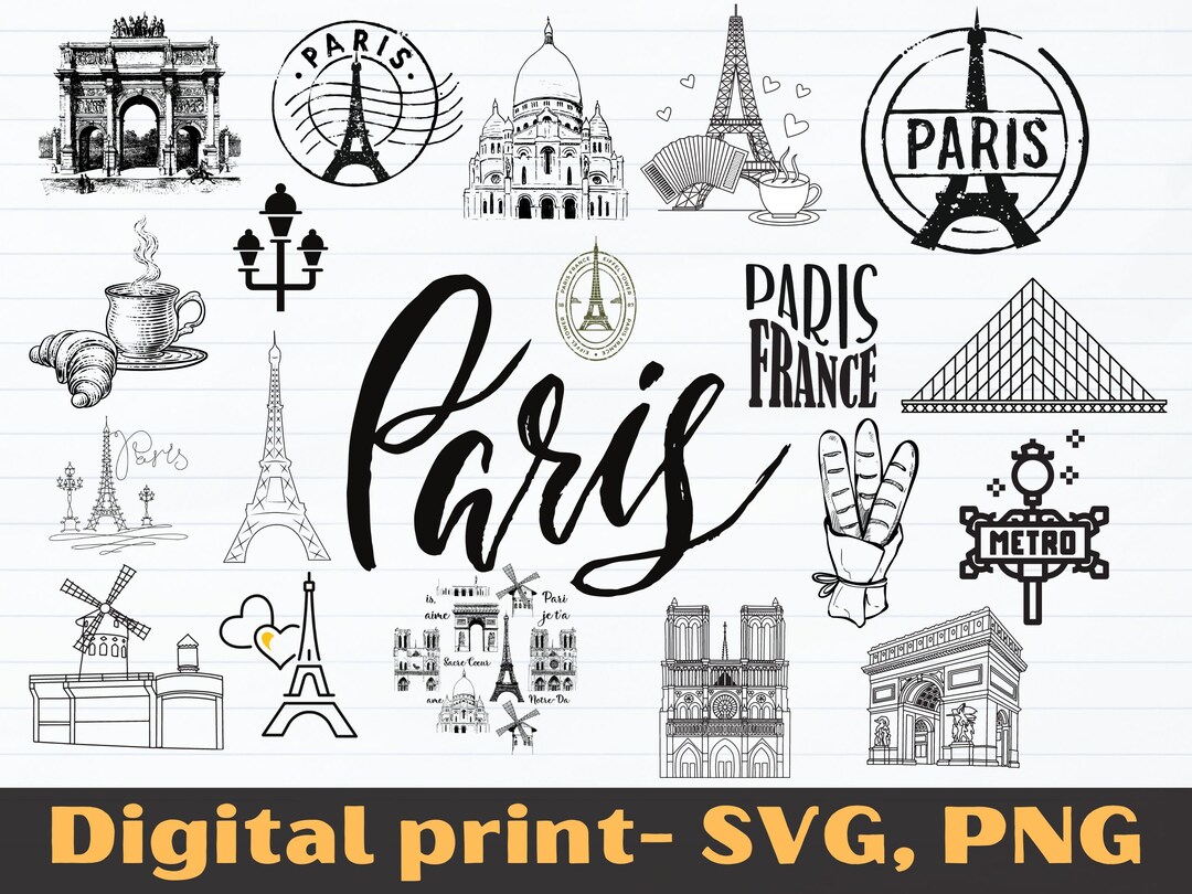 PARIS Svg Cut File | Eiffel Tower SVG | Moulin Rouge SVG |commercial ...
