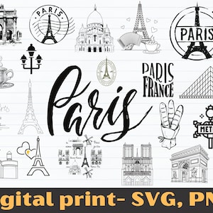 PARIS Svg Cut File Eiffel Tower SVG Moulin Rouge SVG commercial ...
