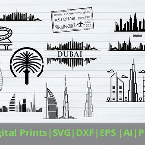 Dubai Skyline SVG Cut File | Burj Khalifa Design (digital Download) - Etsy