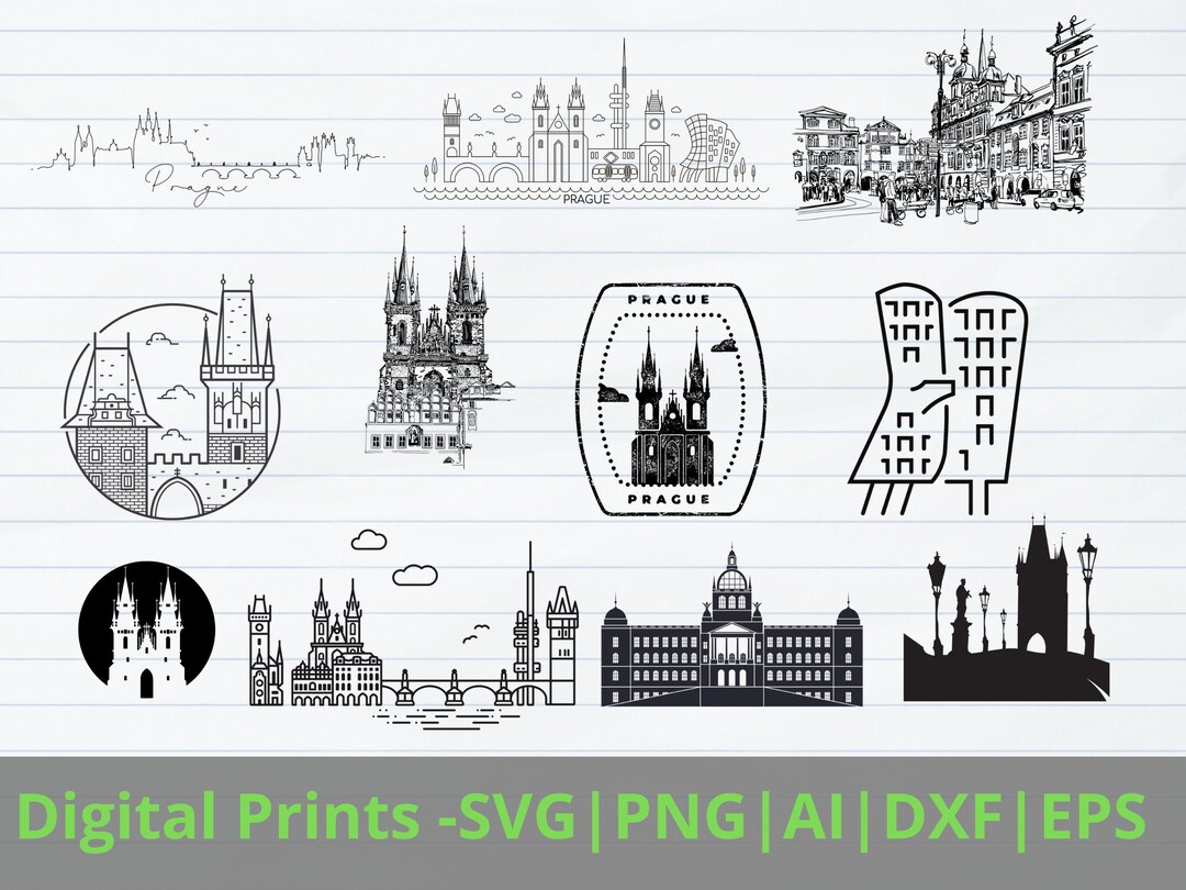 Prague Skyline SVG Cut File | Old Town Landmarks (digital Download) - Etsy