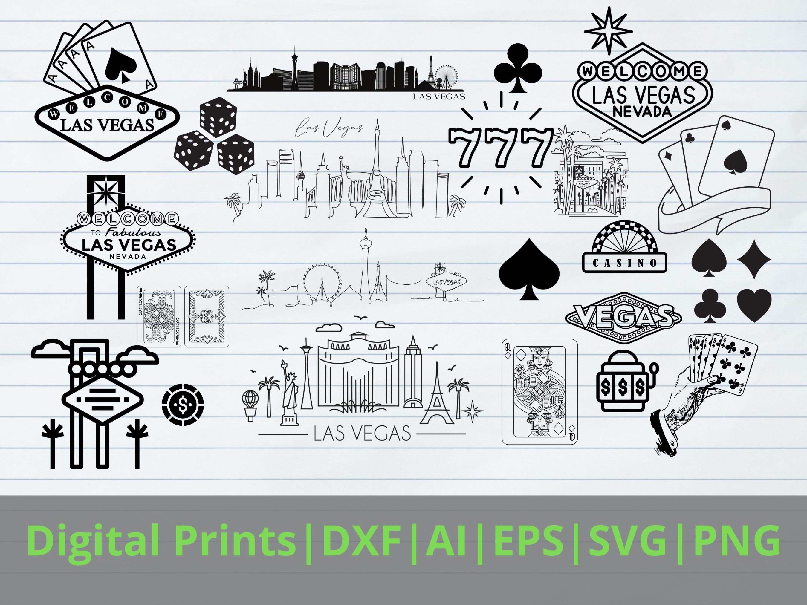 Las Vegas Svg Cut File |casino SVG |poker SVG |png|commercial ...