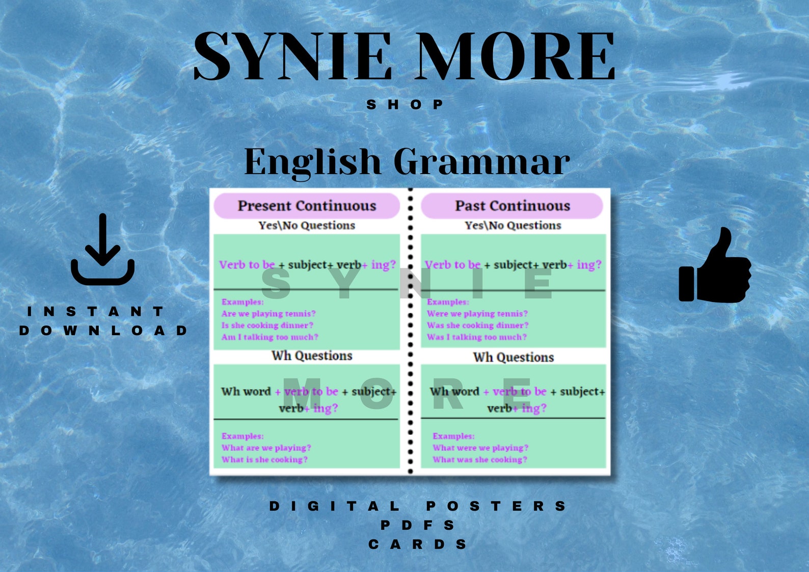 Set of 2 Grammar Posters "differences Between Present Continuous and ...