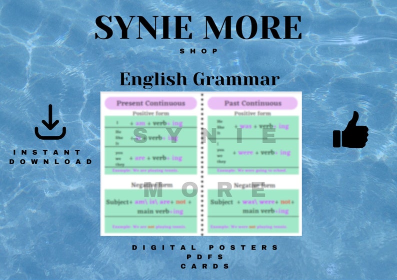 Set of 2 Grammar Posters "differences Between Present Continuous and ...