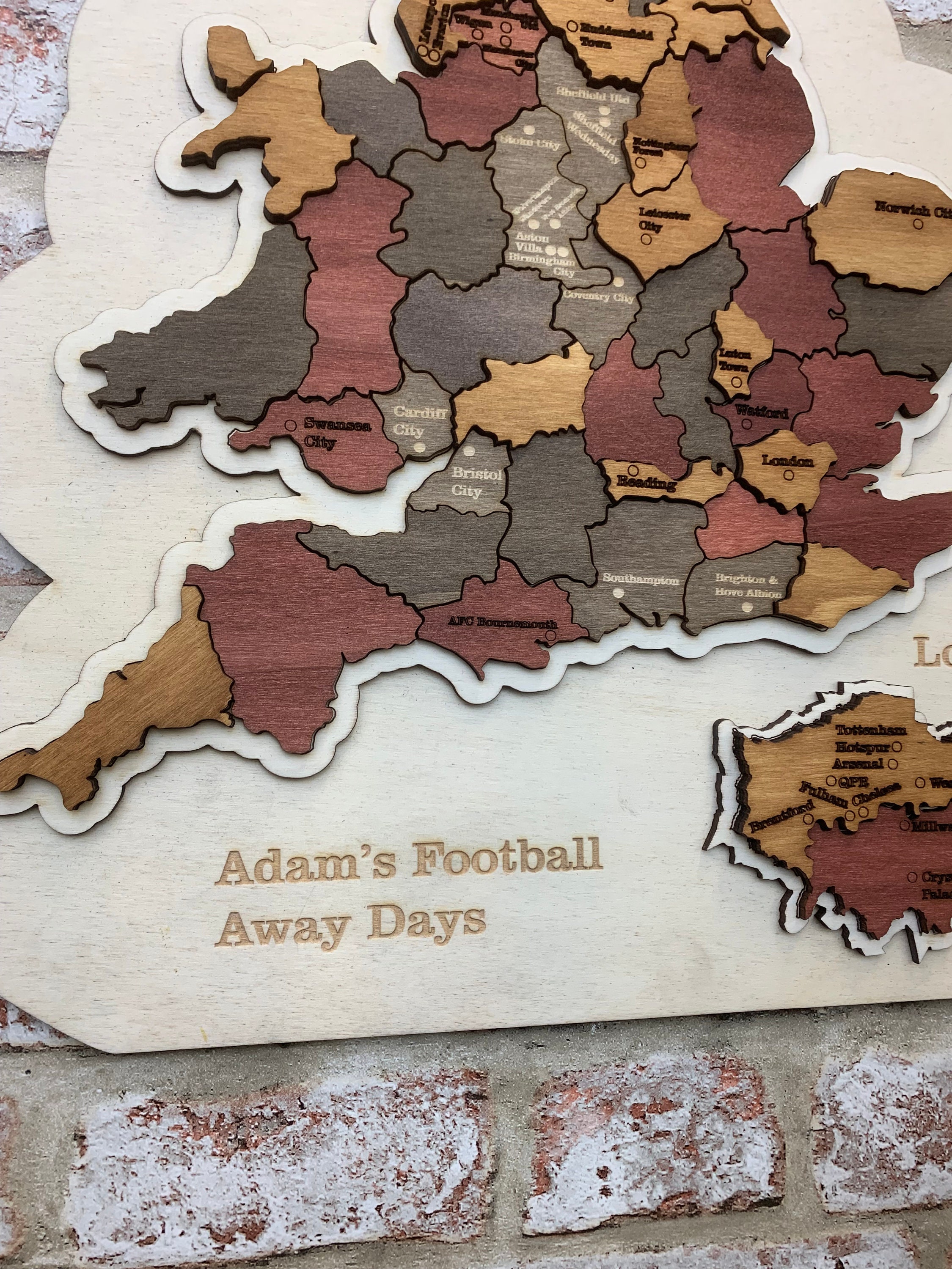Football Ground Away Days Map Mark off Grounds Visited Personalised ...