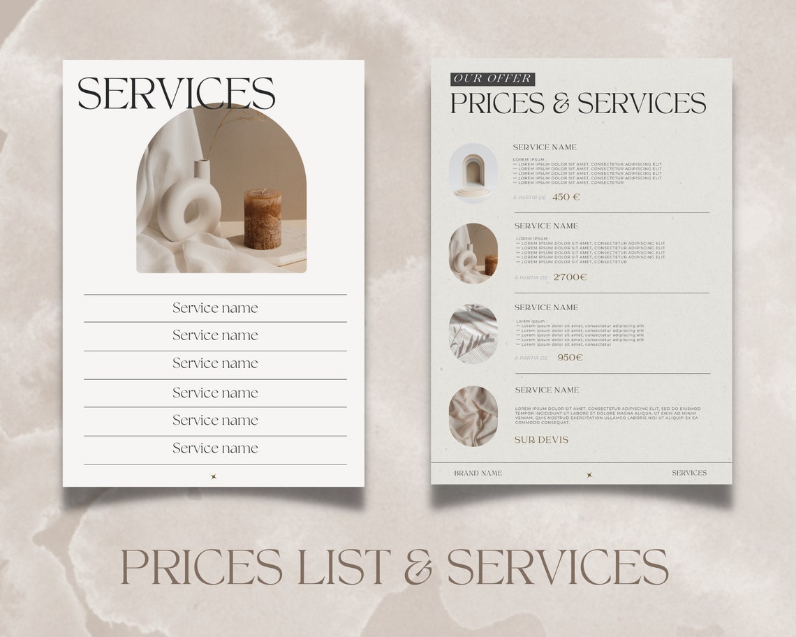 Services & Pricing Guide Aesthetic Client Brochure Template: - Etsy