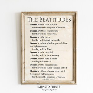 Beatitudes Wall Art Beatitudes Printable Christian Wall Decor Modern ...