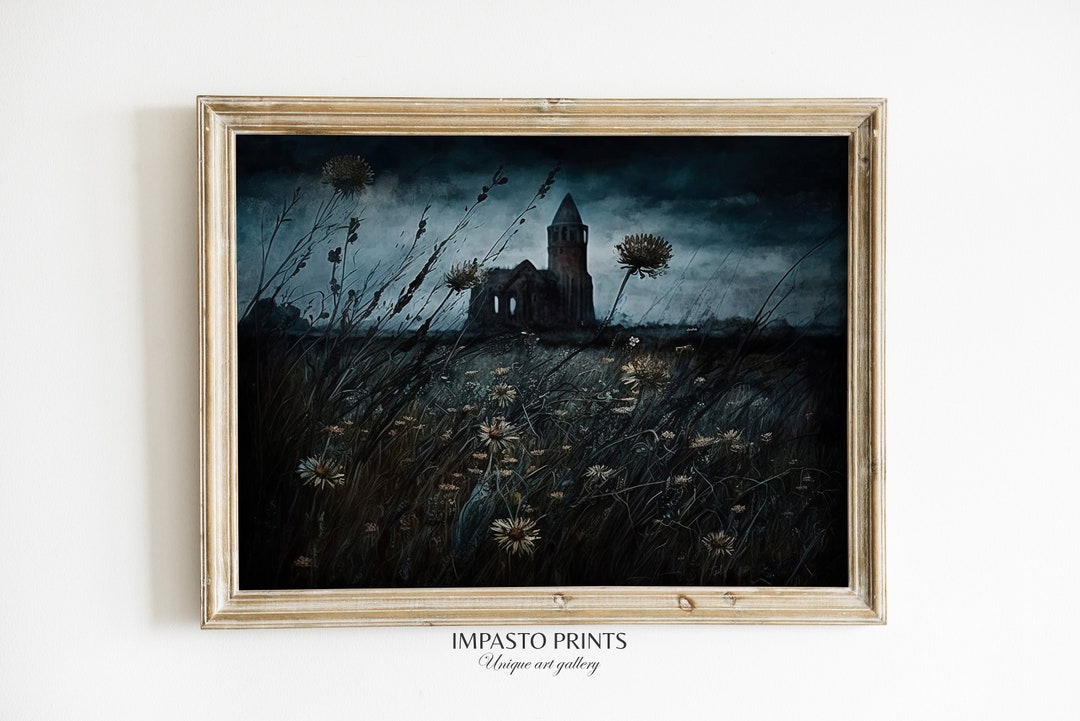 Dark Landscape Painting Printable Moody Floral Wall Art Dark Academia ...