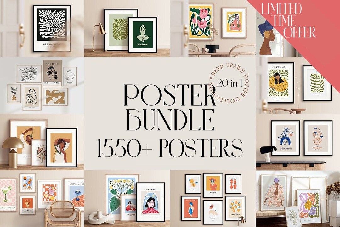 1500 Printable Vintage Art Prints for Home Decor Eclectic Gallery Set ...