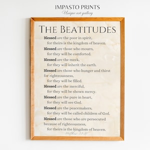 Beatitudes Wall Art Beatitudes Printable Christian Wall Decor Modern ...
