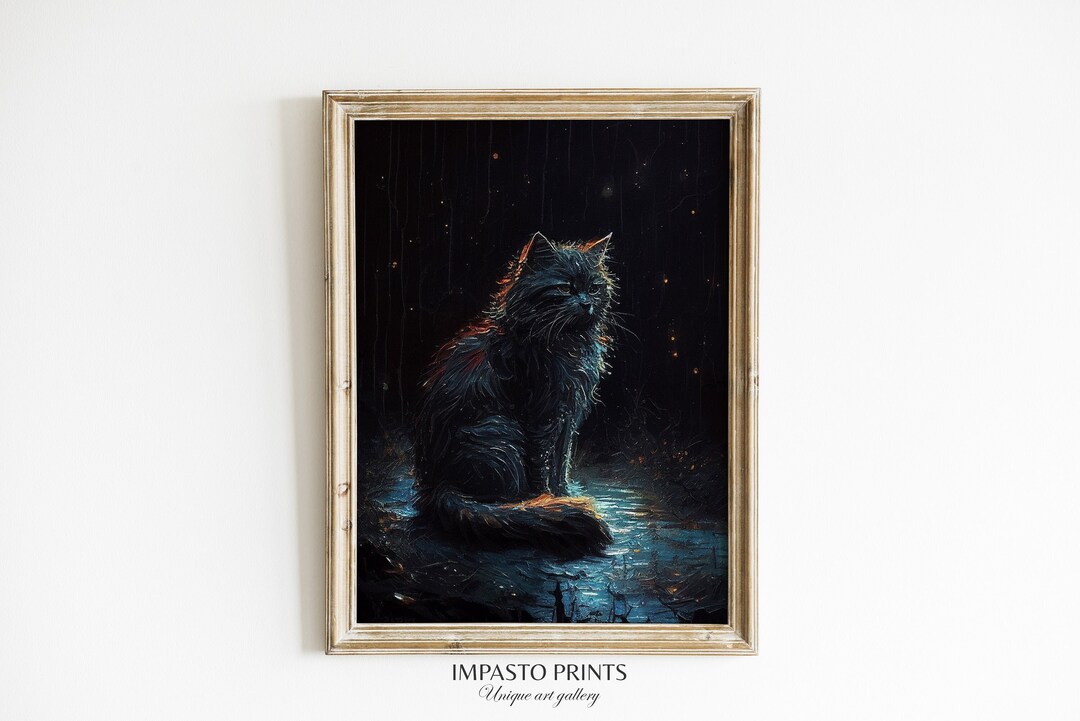 Dark Academia Decor Cat Dark Academia Prints Cat Wall Art Vintage Oil ...