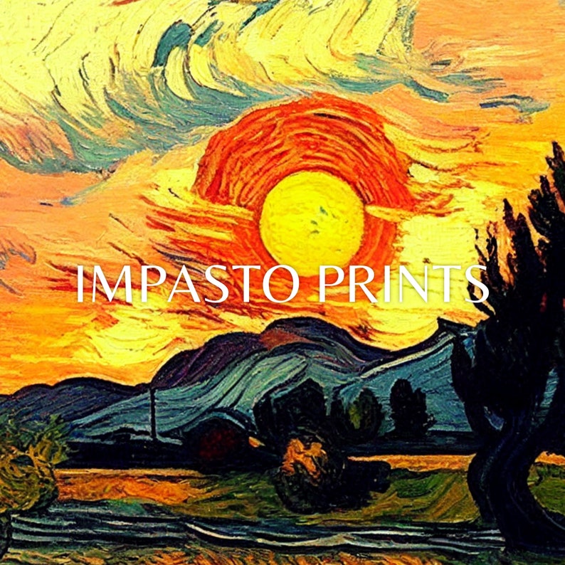 Vincent Van Gogh's Printable Sunset Landscape Vintage Painting, Van ...