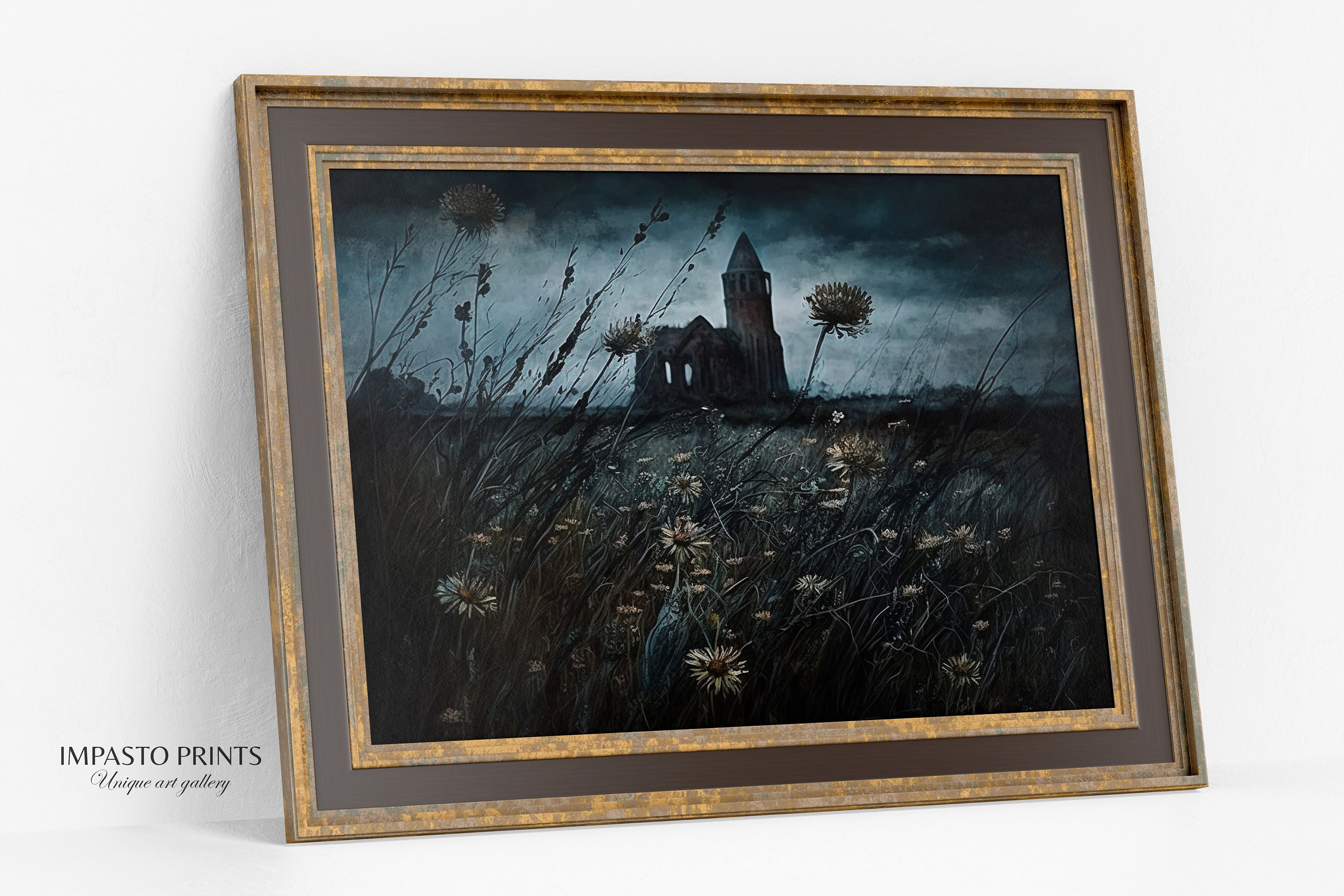 Dark Landscape Painting Printable Moody Floral Wall Art - Etsy