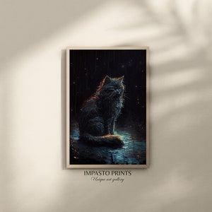 Dark Academia Decor Cat Dark Academia Prints Cat Wall Art Vintage Oil ...