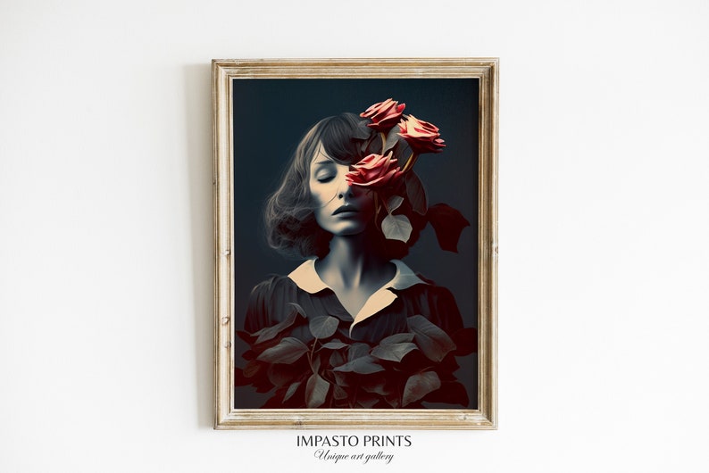 Dark Academia Decor Woman Dark Academia Prints Women Prints Dark Floral ...