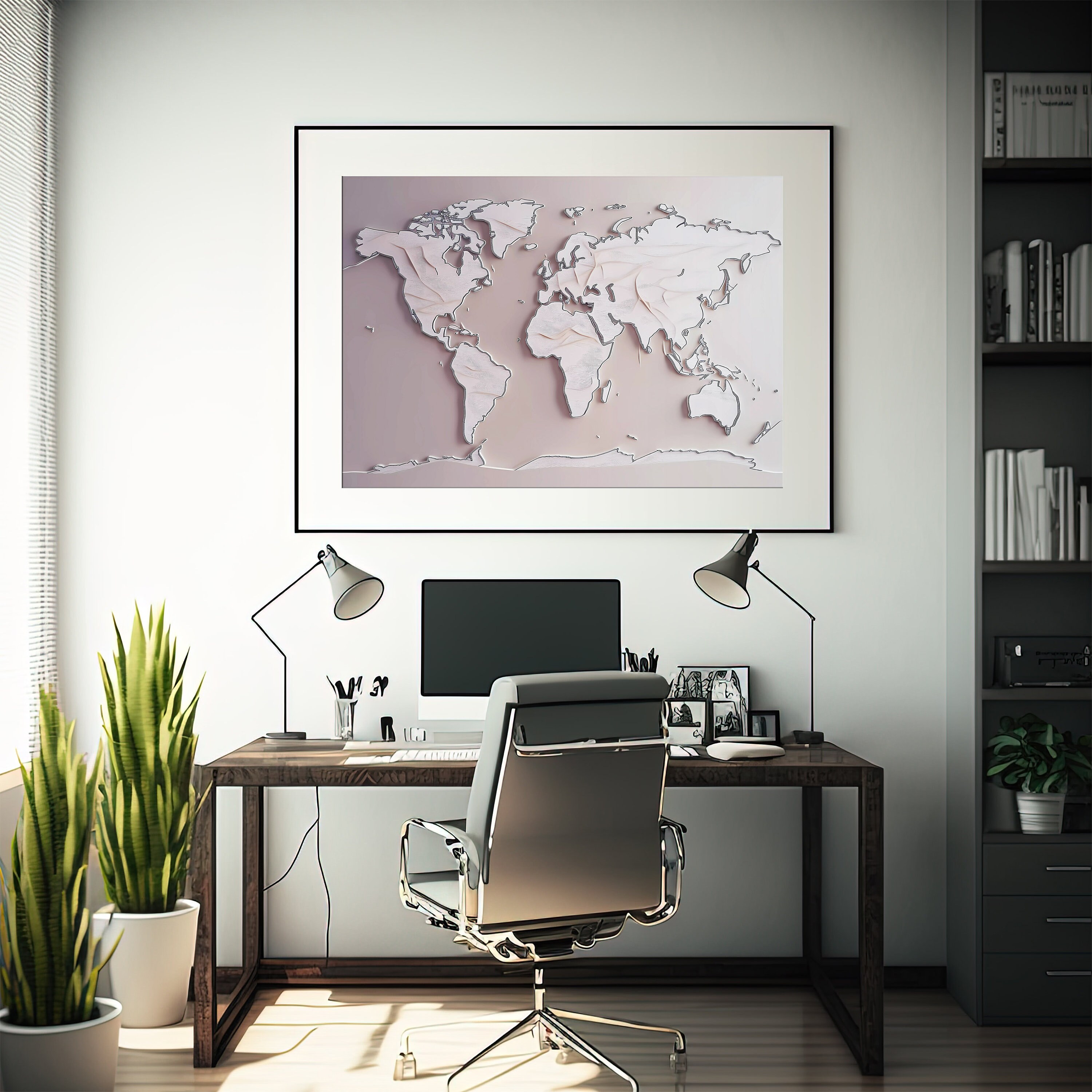 Printable World Map Modern World Map Digital Download - Etsy