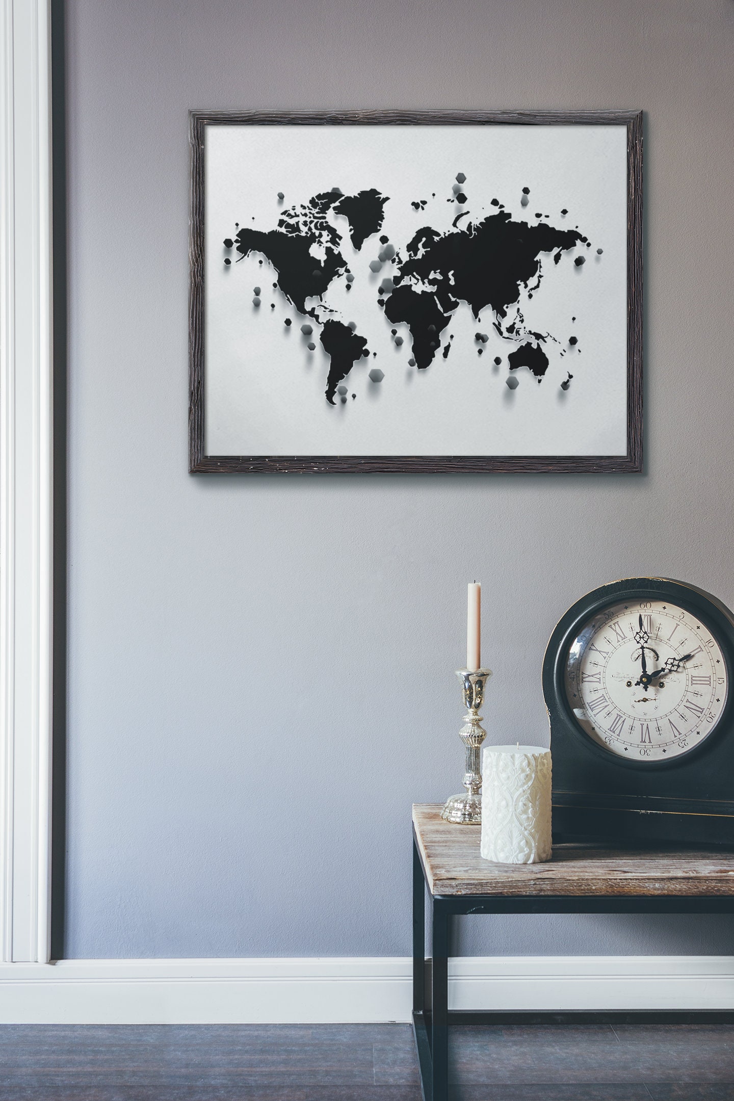 Printable World Map Modern World Map Digital Downloadblack - Etsy UK