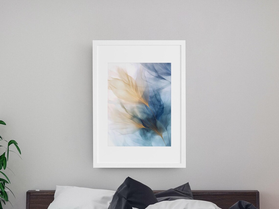 Ethereal Feather Abstract Art Digital Download | Soothing Botanical ...