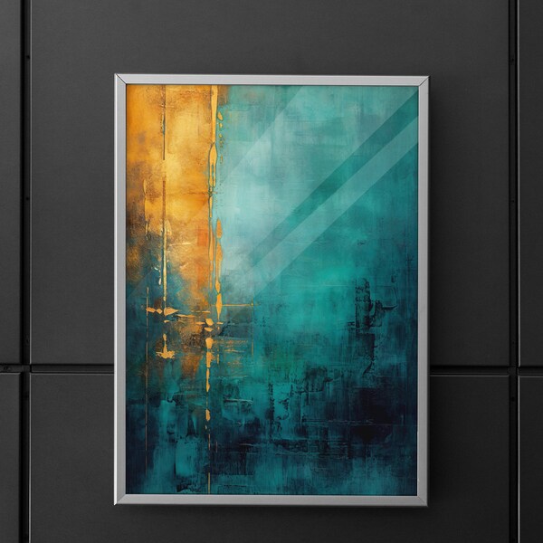 Teal Abstract Art - Etsy
