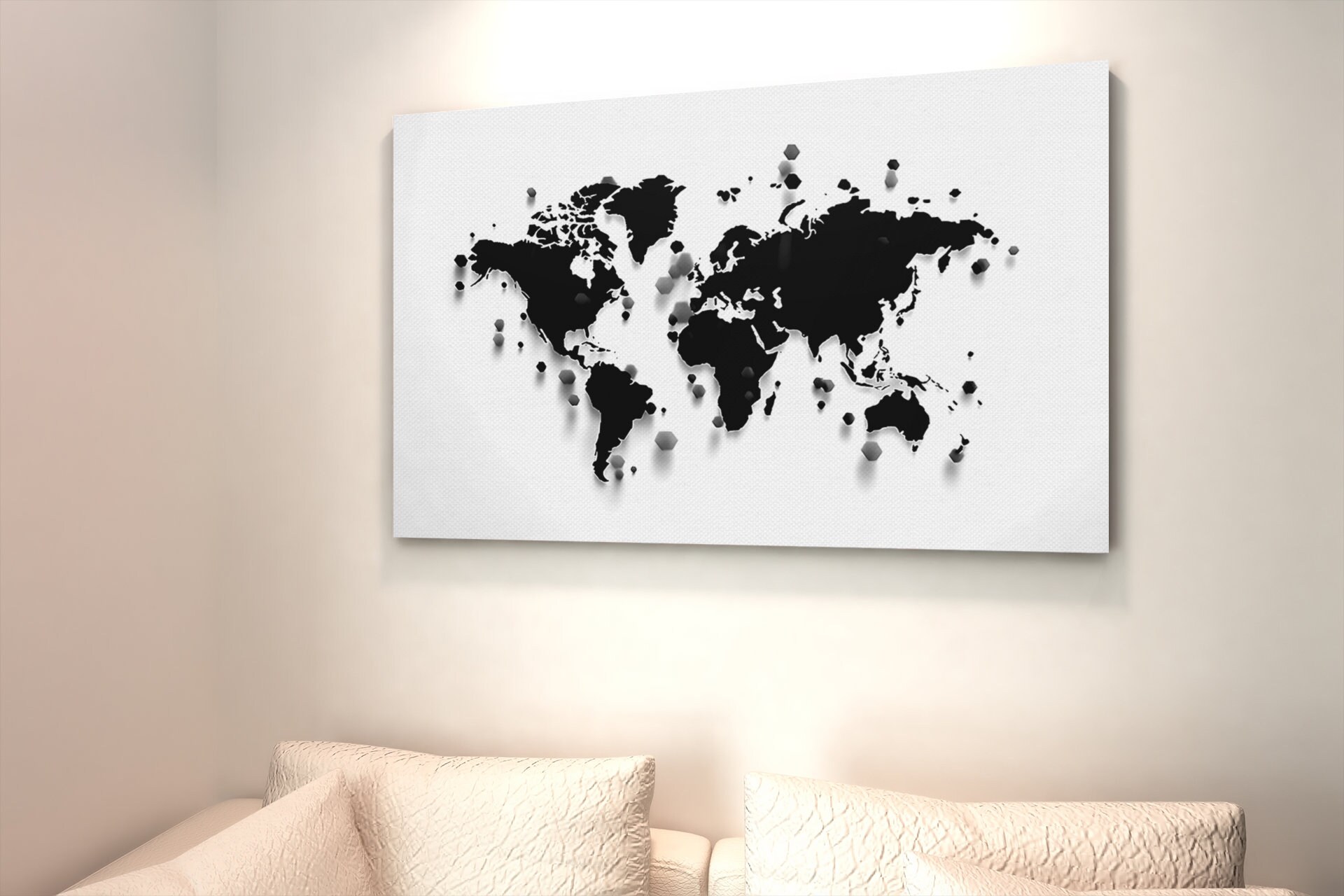 Printable World Map Modern World Map Digital Downloadblack - Etsy UK