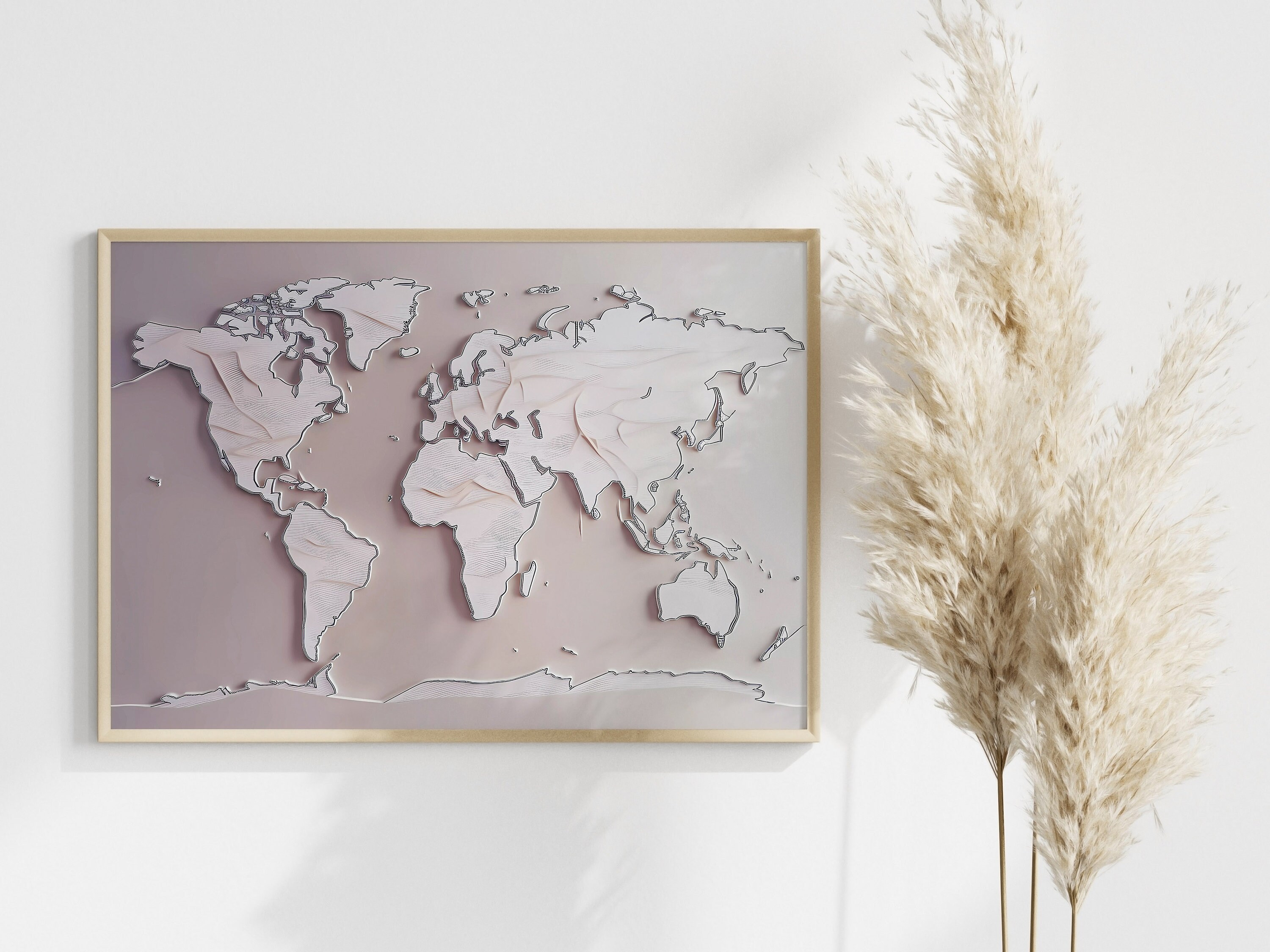 Printable World Map Modern World Map Digital Download - Etsy