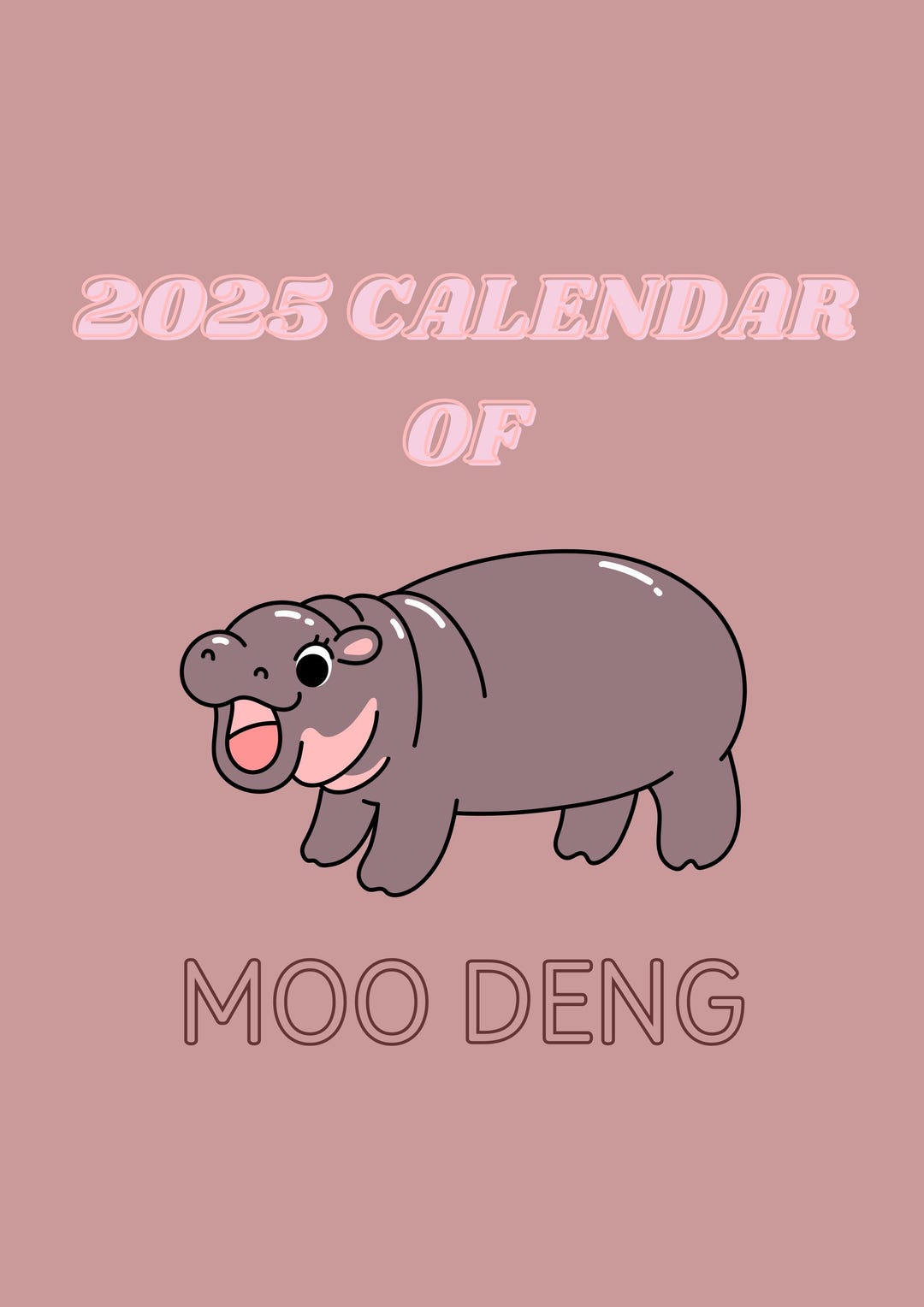 2025 Moo Deng Calendar - Etsy