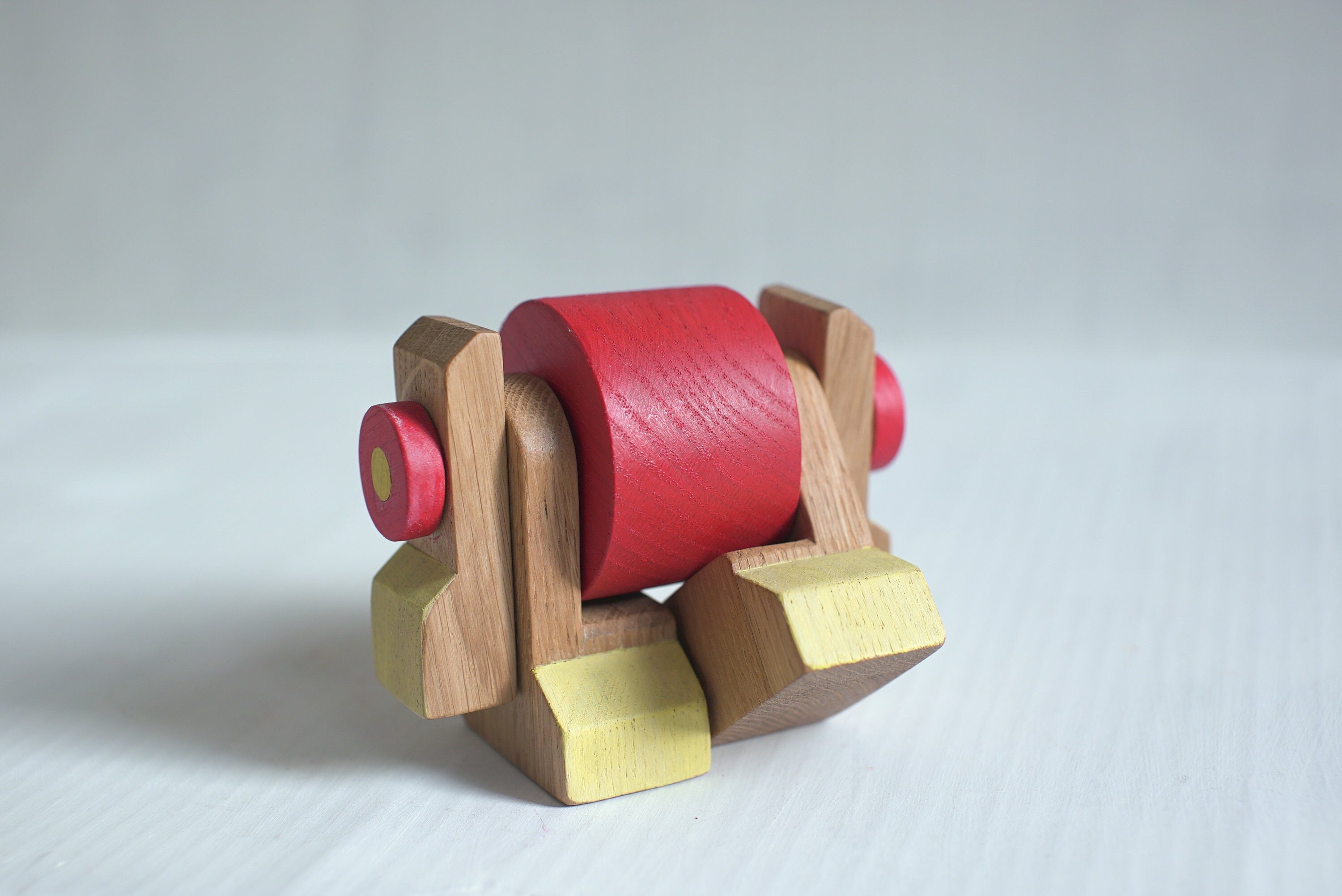 Wooden Robot Toy With Moving Parts, Handcrafted Cute Red and Yellow ...